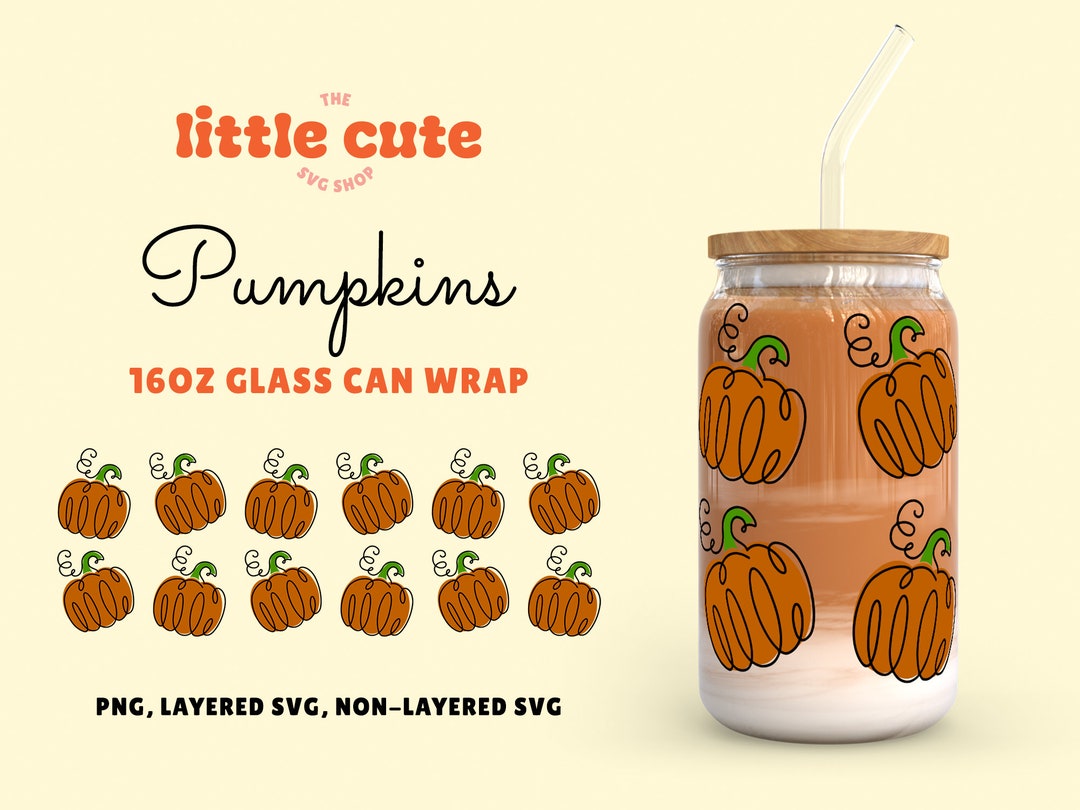 Libbey Glass Can 16oz Halloween Pumpkin SVG for Cricut Silhouette Cameo ...