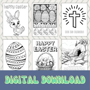 Easter Coloring Pages Printable, Kid's Coloring Pages, PDF Digital - Etsy