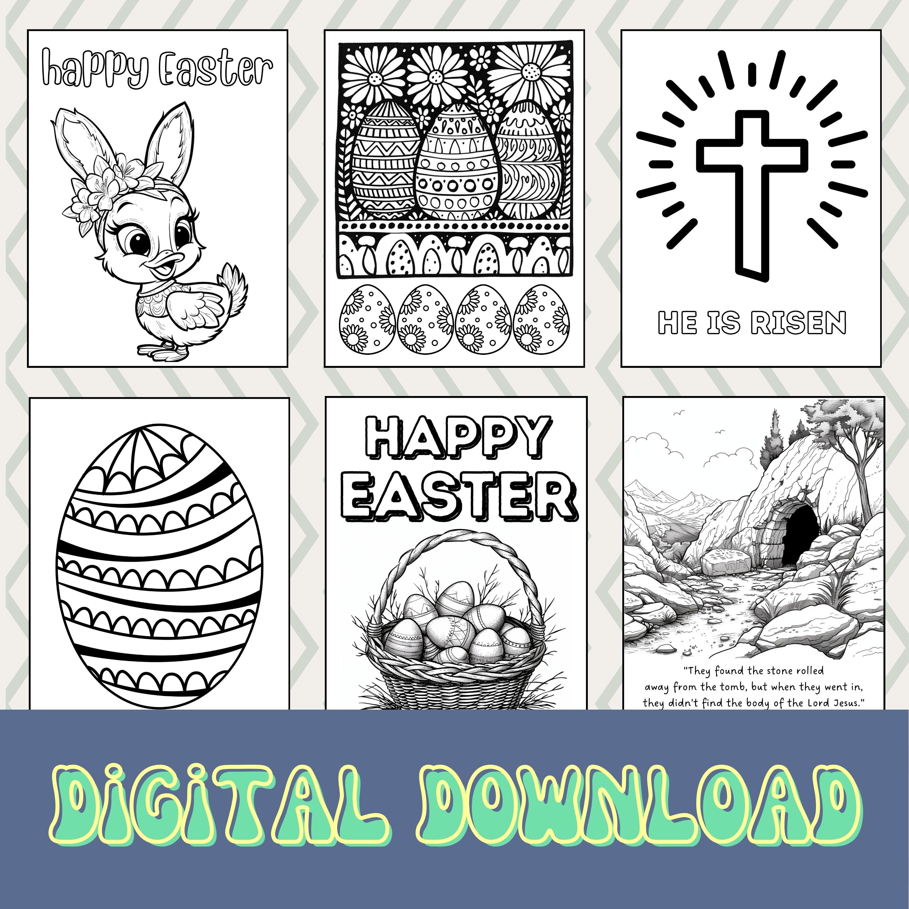 Easter Coloring Pages Printable, Kid's Coloring Pages, PDF Digital - Etsy