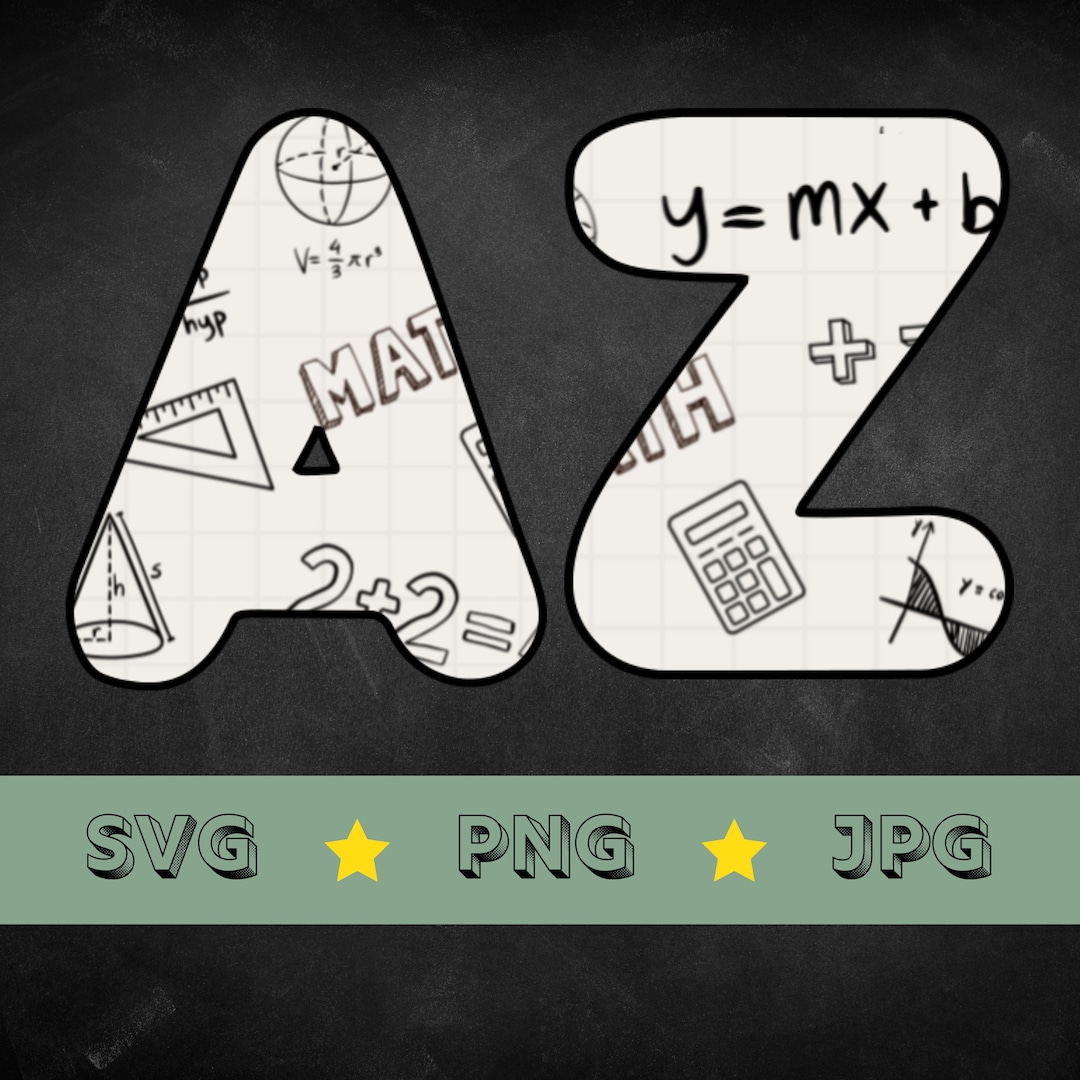 Back to School Math Pattern Digital Alphabet Instant Download - PNG ...