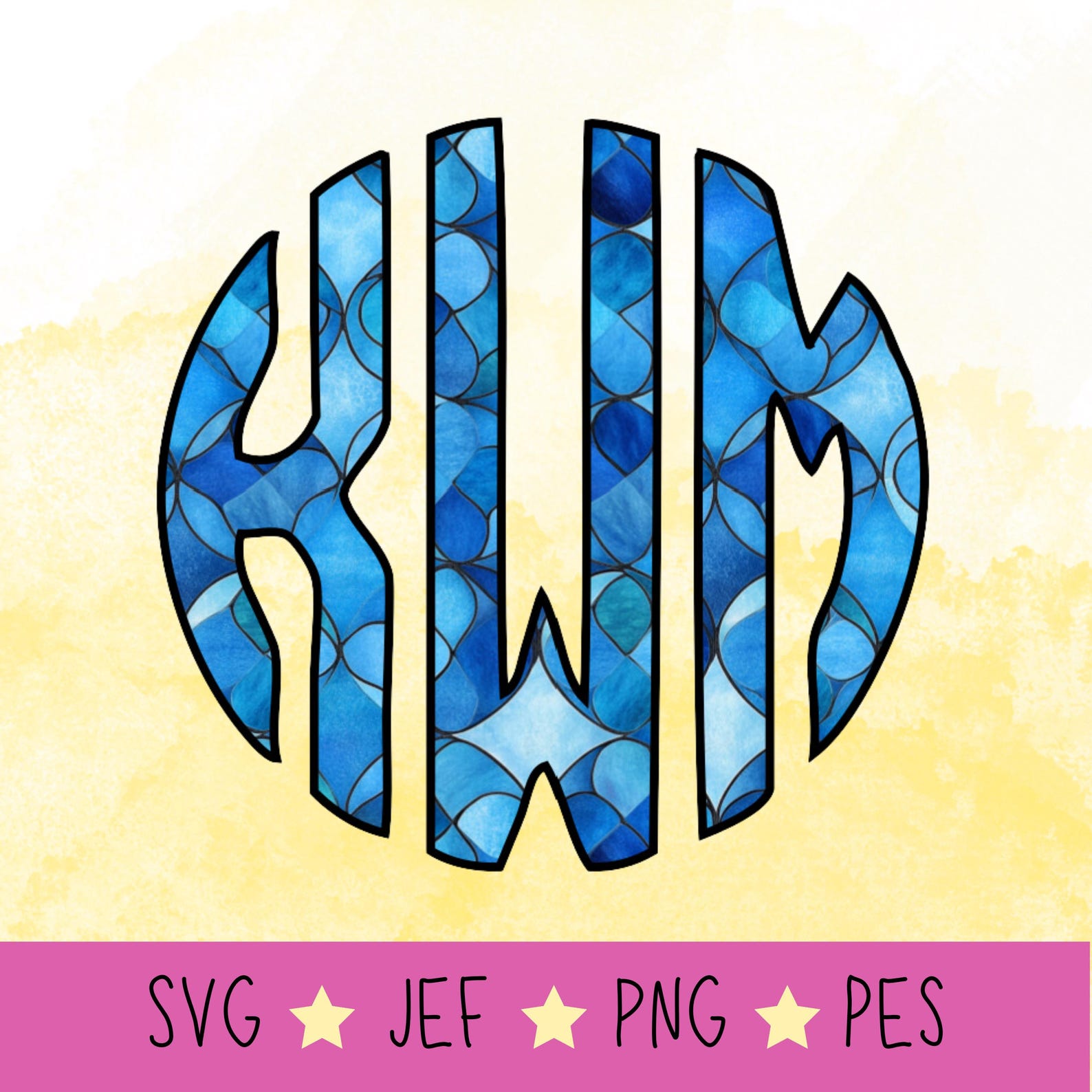 Personalized Stained Glass Circle Monogram SVG,PNG for Crafting ...
