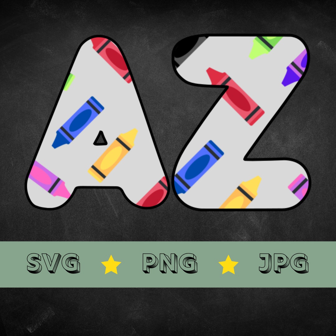 Back to School Crayon Pattern Digital Alphabet Instant Download - PNG ...