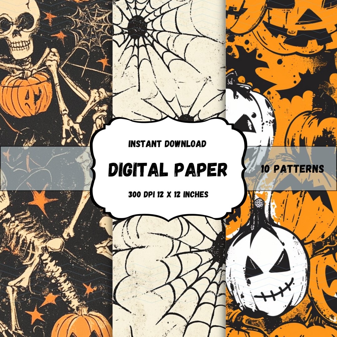 Halloween Digital Paper Pattern, Scrapbooking, Crafting, Paper Crafts ...