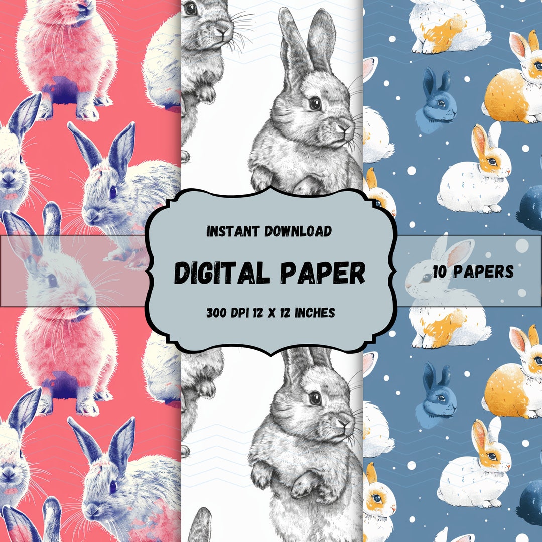 Bunny Digital Paper, Seamless Pattern, Scrapbooking, Crafting, Paper ...