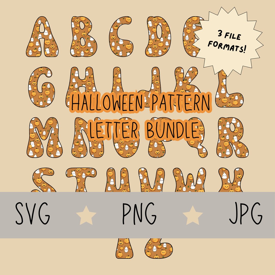 Halloween Monogram Letter Alphabet Bundle, SVG, PNG, and Jpg File ...