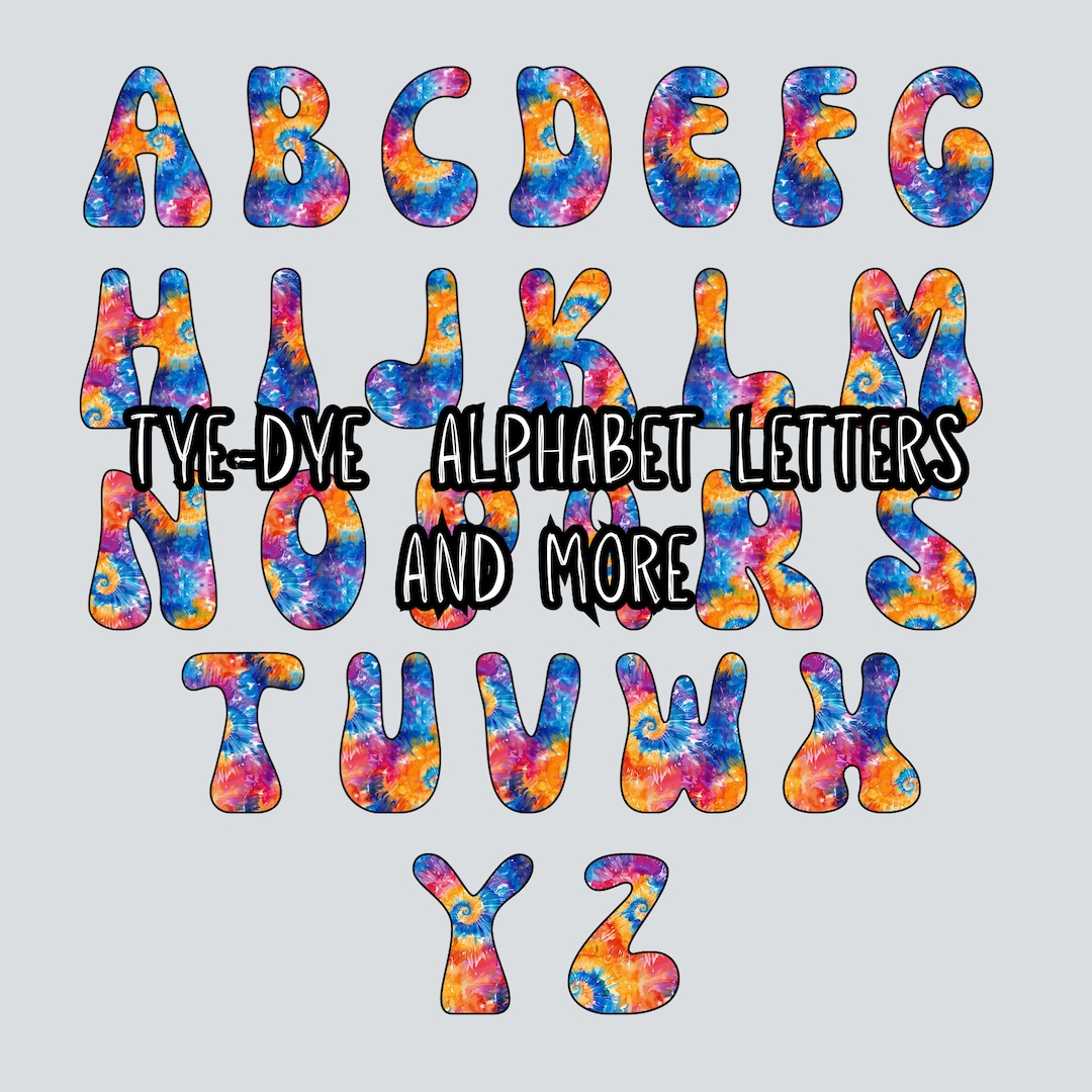 Tie-dye Monogram Letter Alphabet Bundle, SVG, PNG and Embroidery File ...