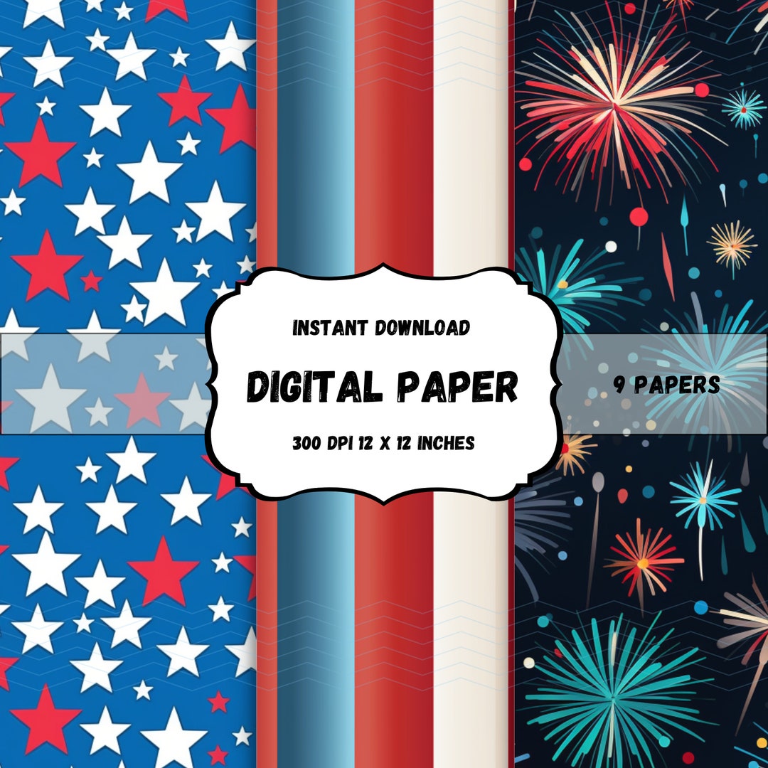 Patriotic Digital Paper, Seamless Pattern, Scrapbooking, Crafting ...