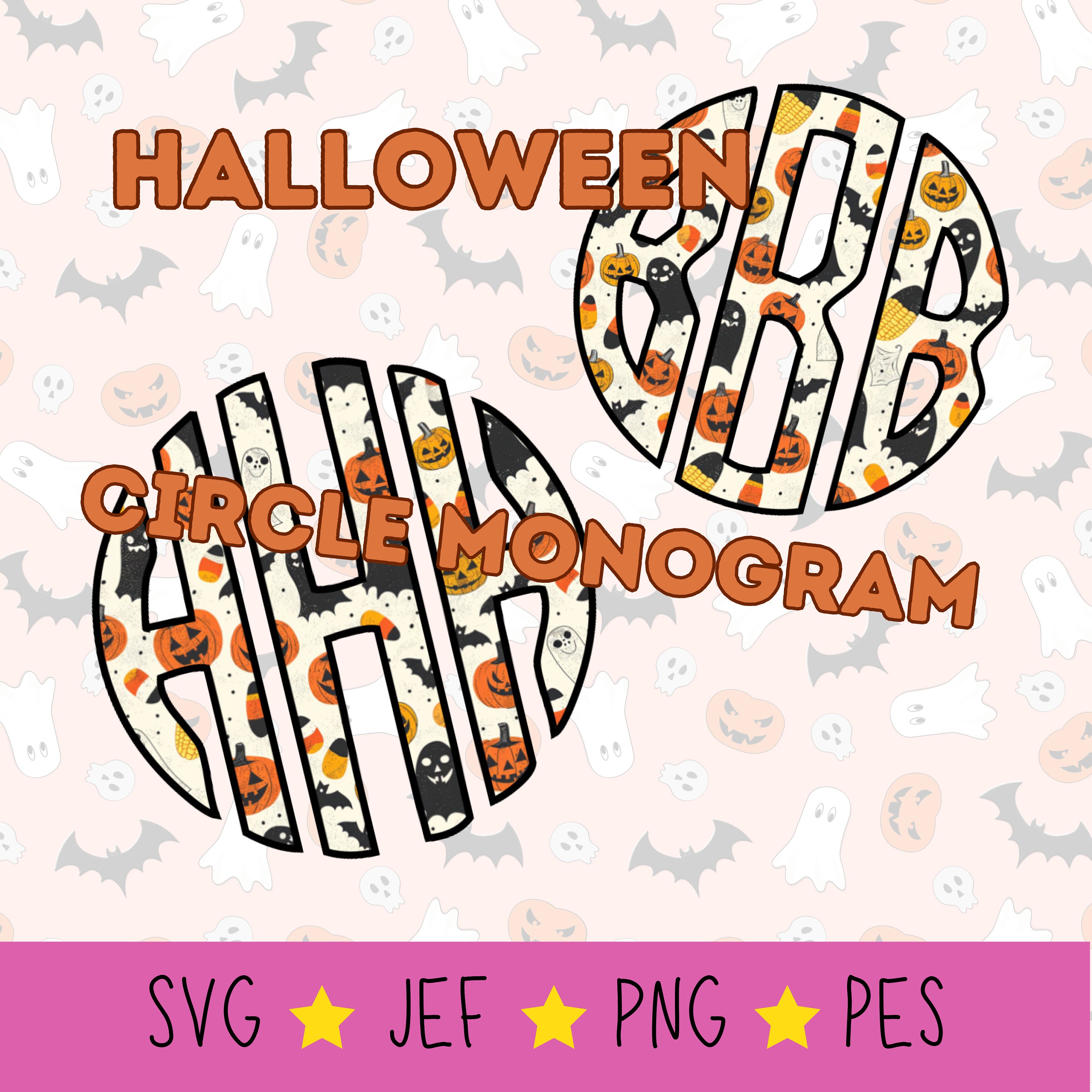 Personalized Halloween Circle Monogram SVG,PNG for Crafting, Apparel ...