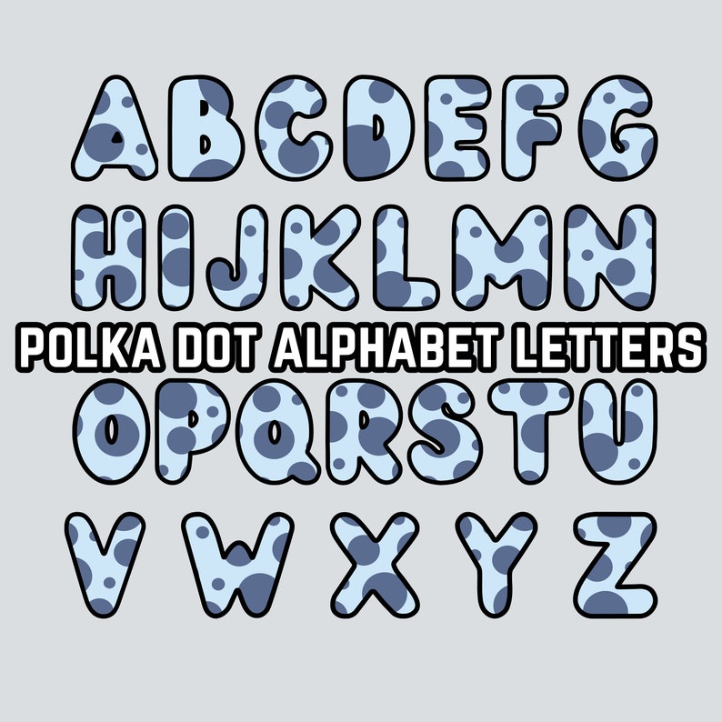 Polka Dot Monogram Letter Alphabet Bundle, SVG, PNG, and Embroidery ...