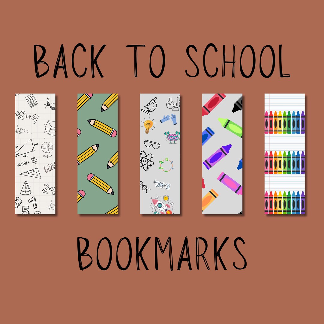 Back to School Printable Bookmarks, 5 Unique Designs, Printable Designs ...
