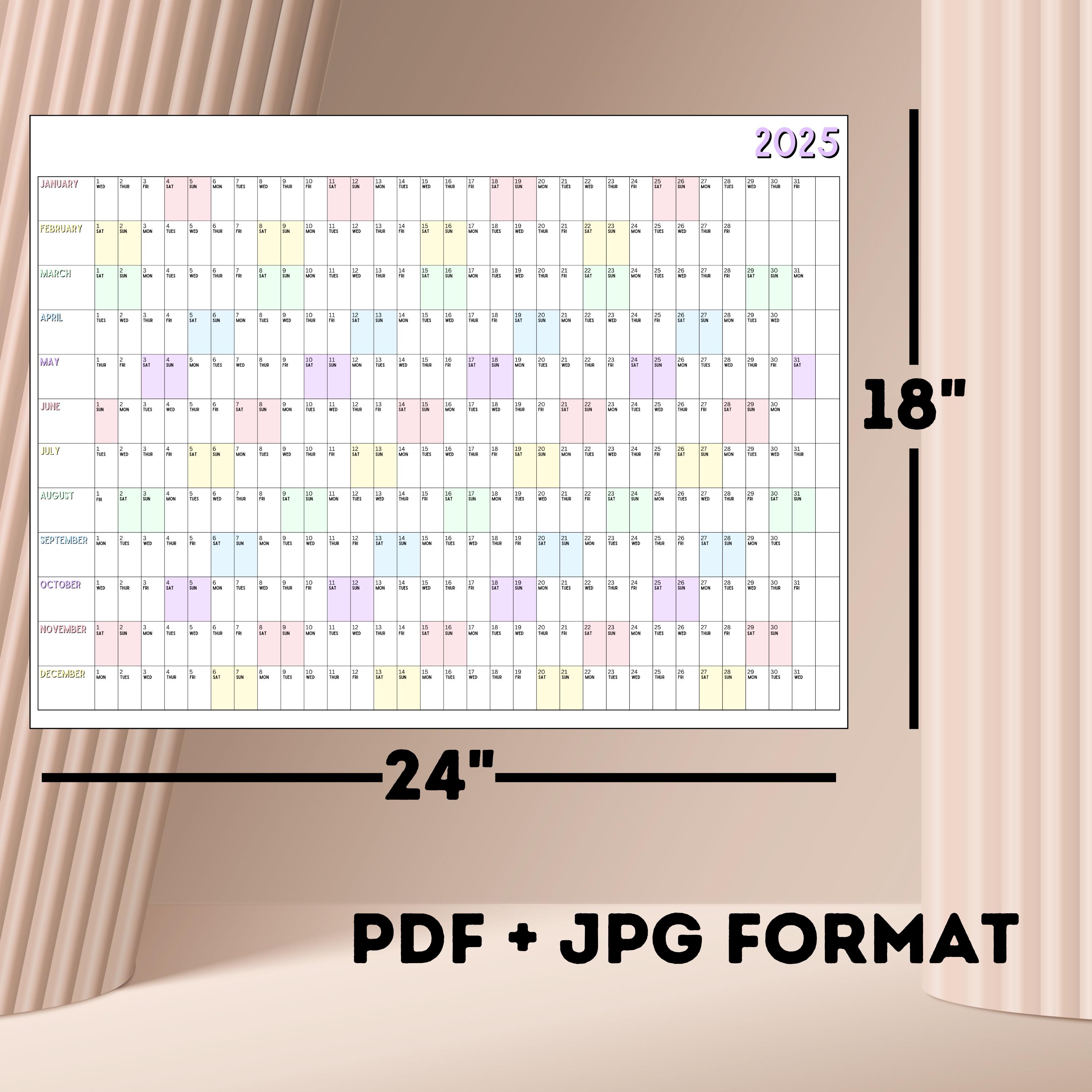 Giant 2025 Wall Calendar | 2025 Wall Planner | Annual Planner | Yearly ...
