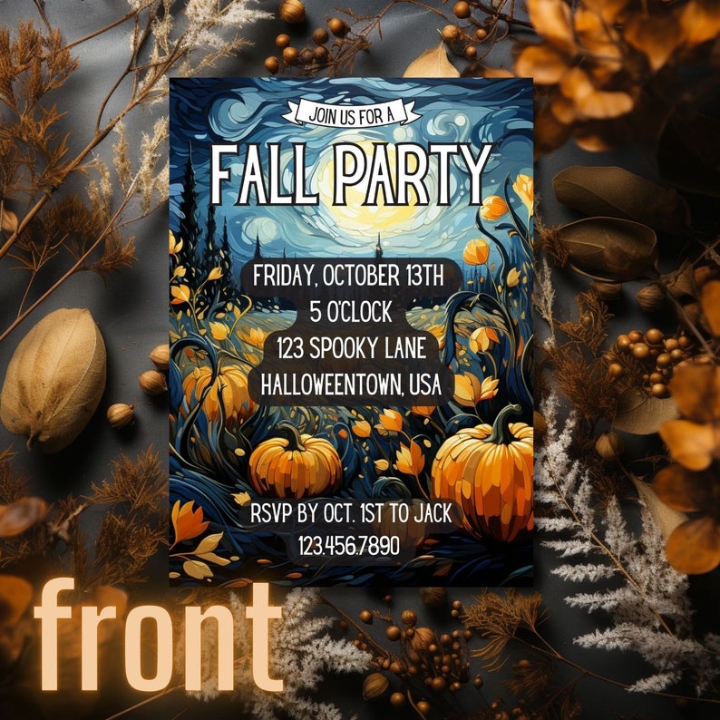 Pumpkin Patch Fall Party Invite Canva Template, Printable Fall ...