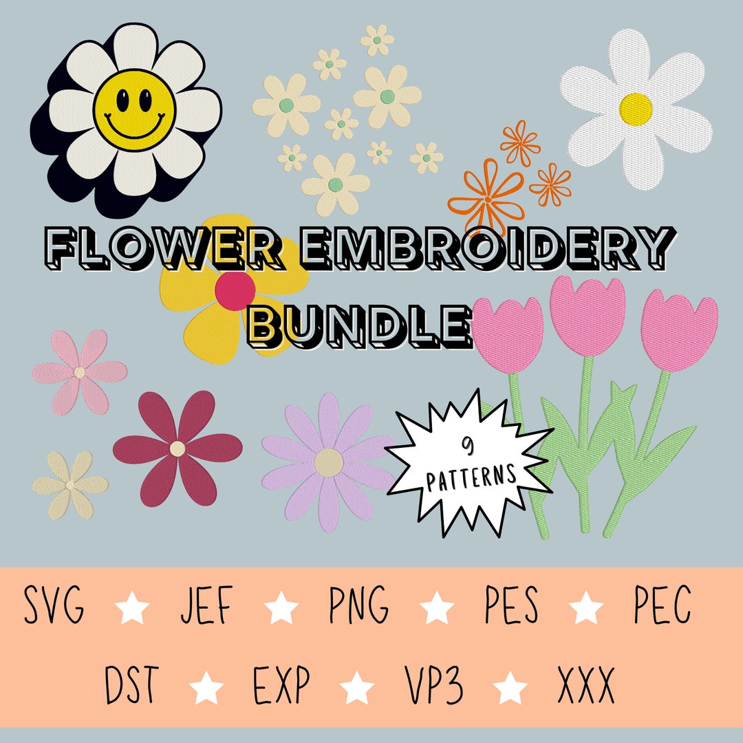 Daisy Embroidery Bundle | SVG, PNG, and Embroidery File Formats for ...