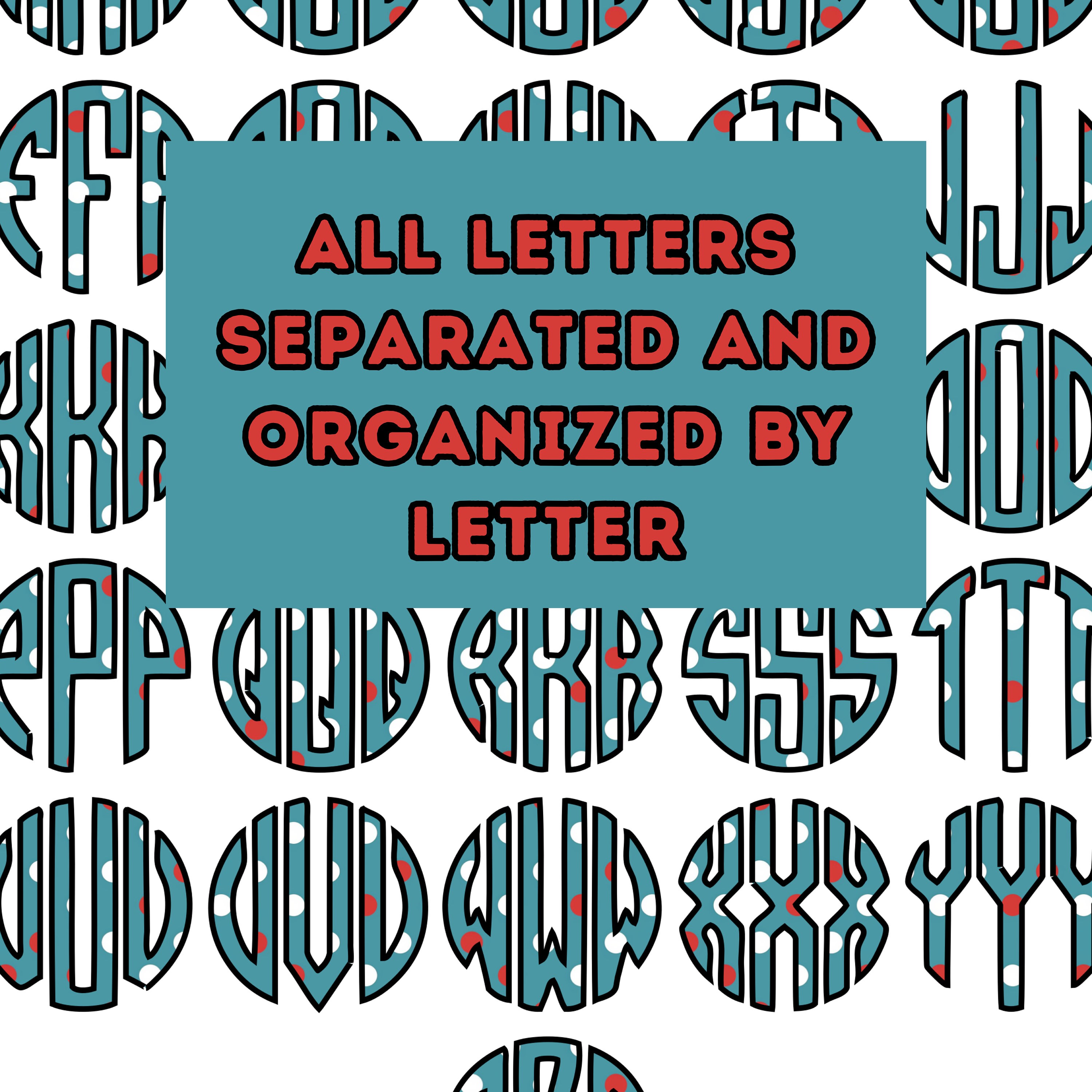 Red and White Polka Dot Circle Monogram Instant Download PNG, SVG ...