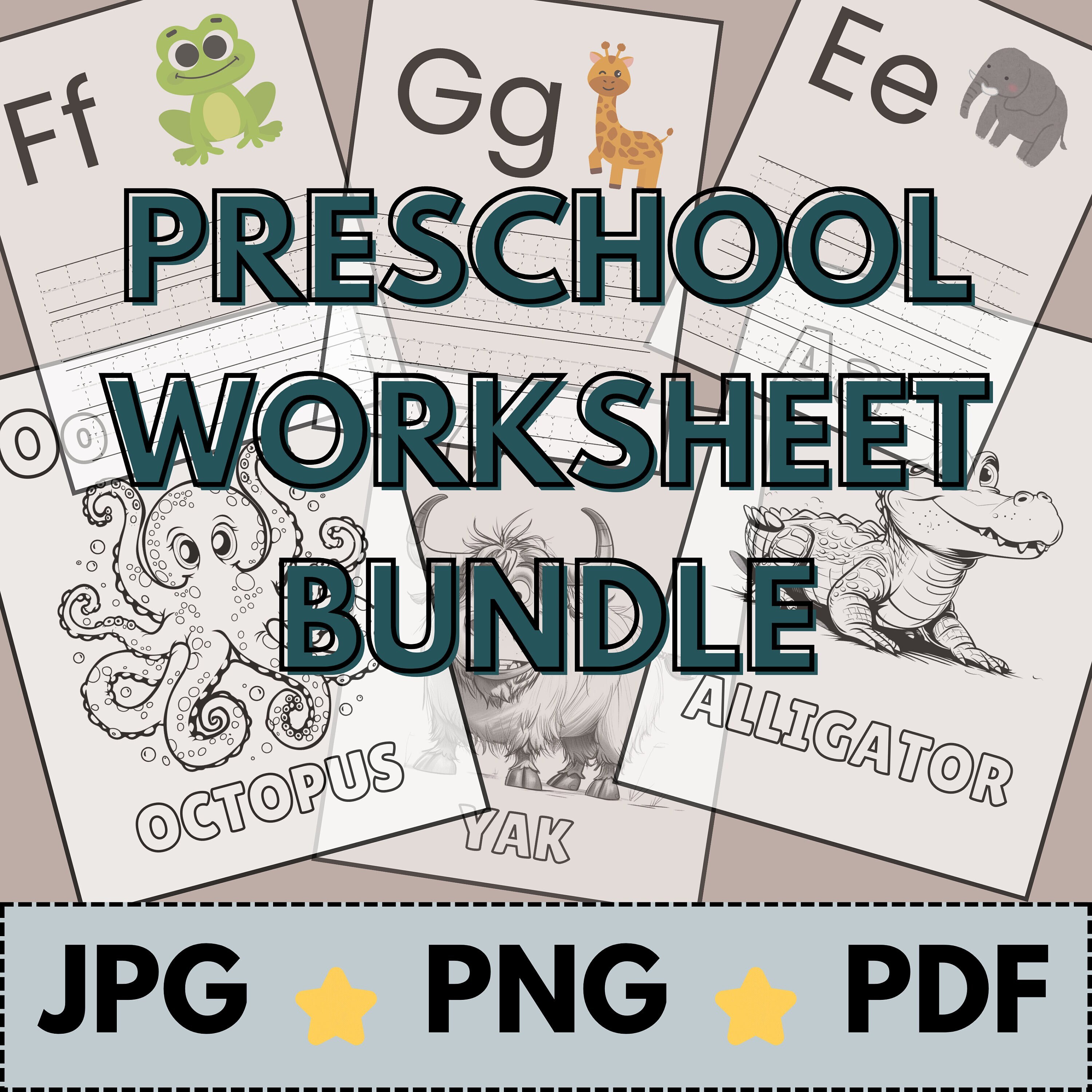 Preschool Alphabet Learning Bundle, Letter Tracing, Number Tracing ...