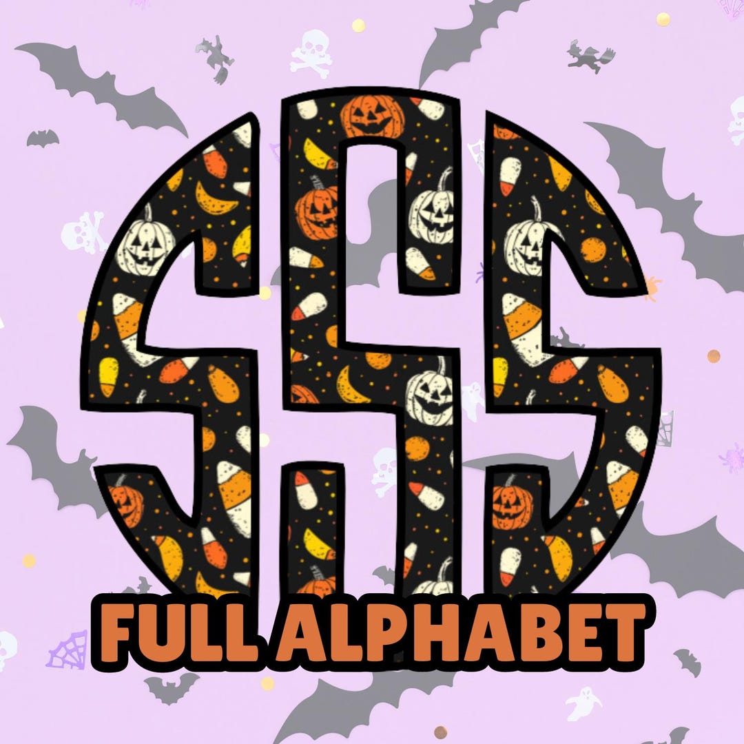 Full Alphabet Halloween Circle Monogram SVG,PNG for Crafting, Apparel ...