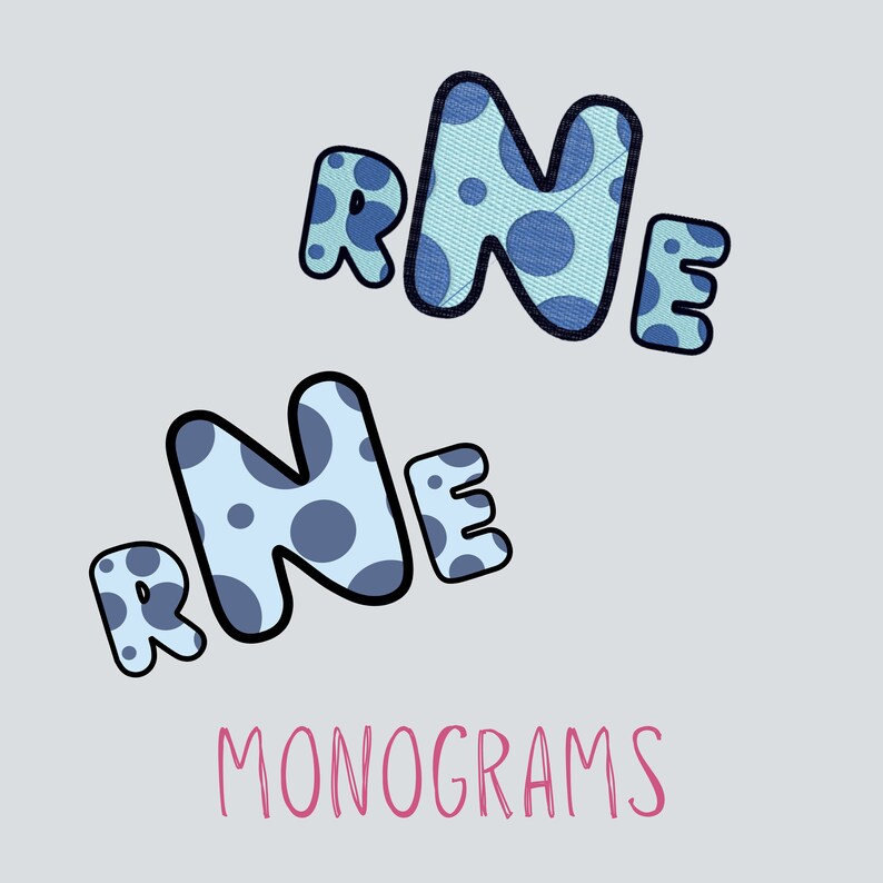 Polka Dot Monogram Letter Alphabet Bundle, SVG, PNG, and Embroidery ...