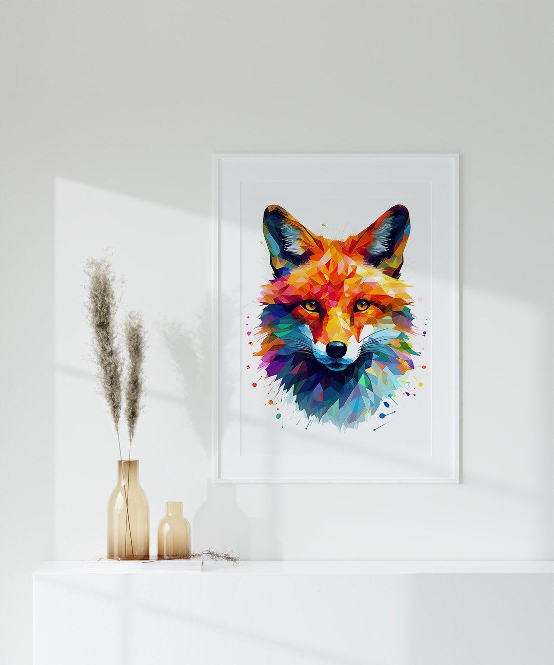 Geometric Fox Digital Art Download Modern Printable Wall - Etsy
