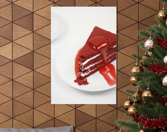 Red Velvet Cake Art Print, Cake Art Print, Red Velvet Poster, Food Art ...