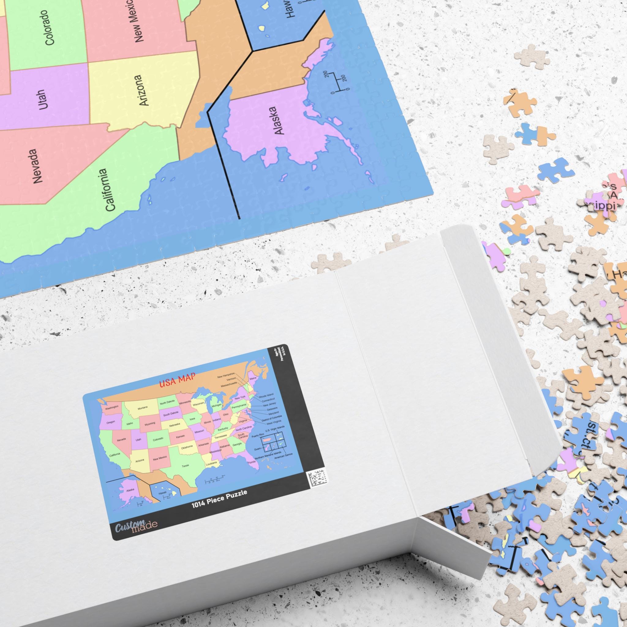 USA Map Puzzle - 110, 252, 520, 1014-piece, Educational Map Puzzle Gift ...