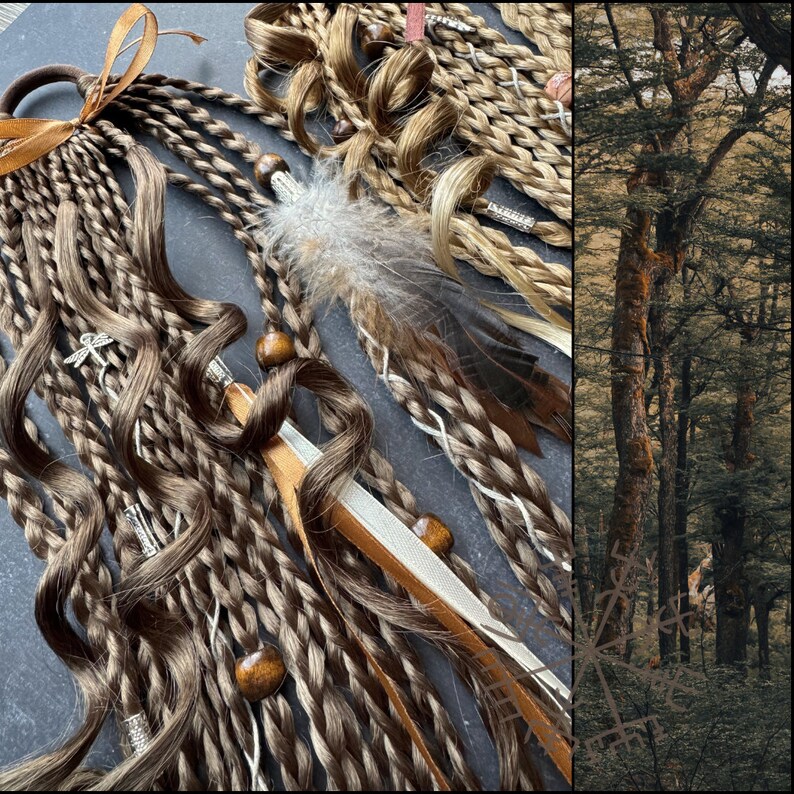 Dark Auburn Brown Ombre Braids Locks on Elastic Band/ Larp Viking ...