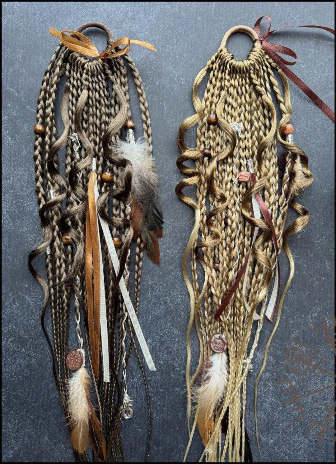 Dark Auburn Brown Ombre Braids Locks on Elastic Band/ Larp Viking ...