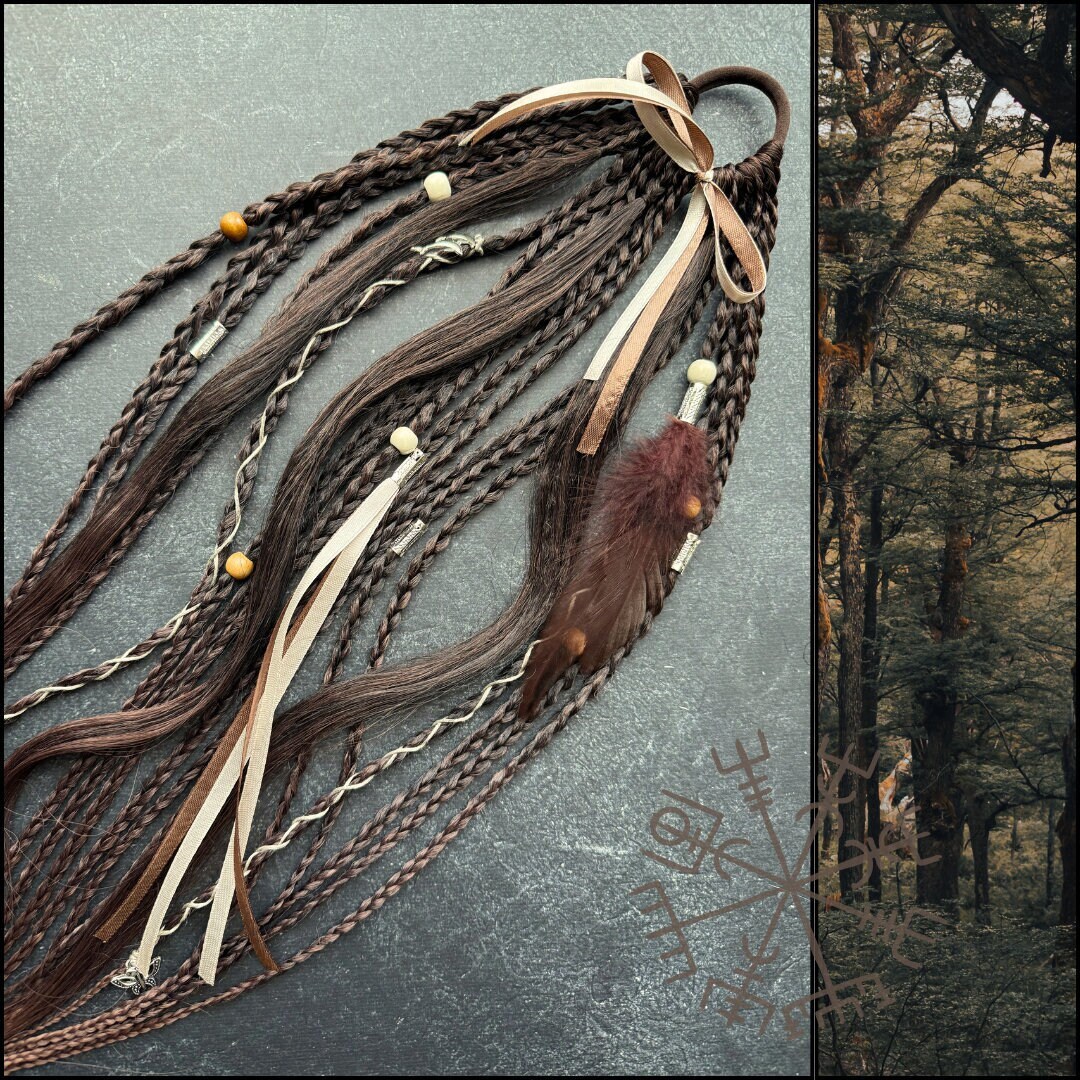 Dark Auburn Brown Ombre Braids Locks on Elastic Band/ Larp Viking ...