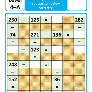 Printable Subtraction Crossword Puzzle Worksheets – Level 1 to 5 - Etsy