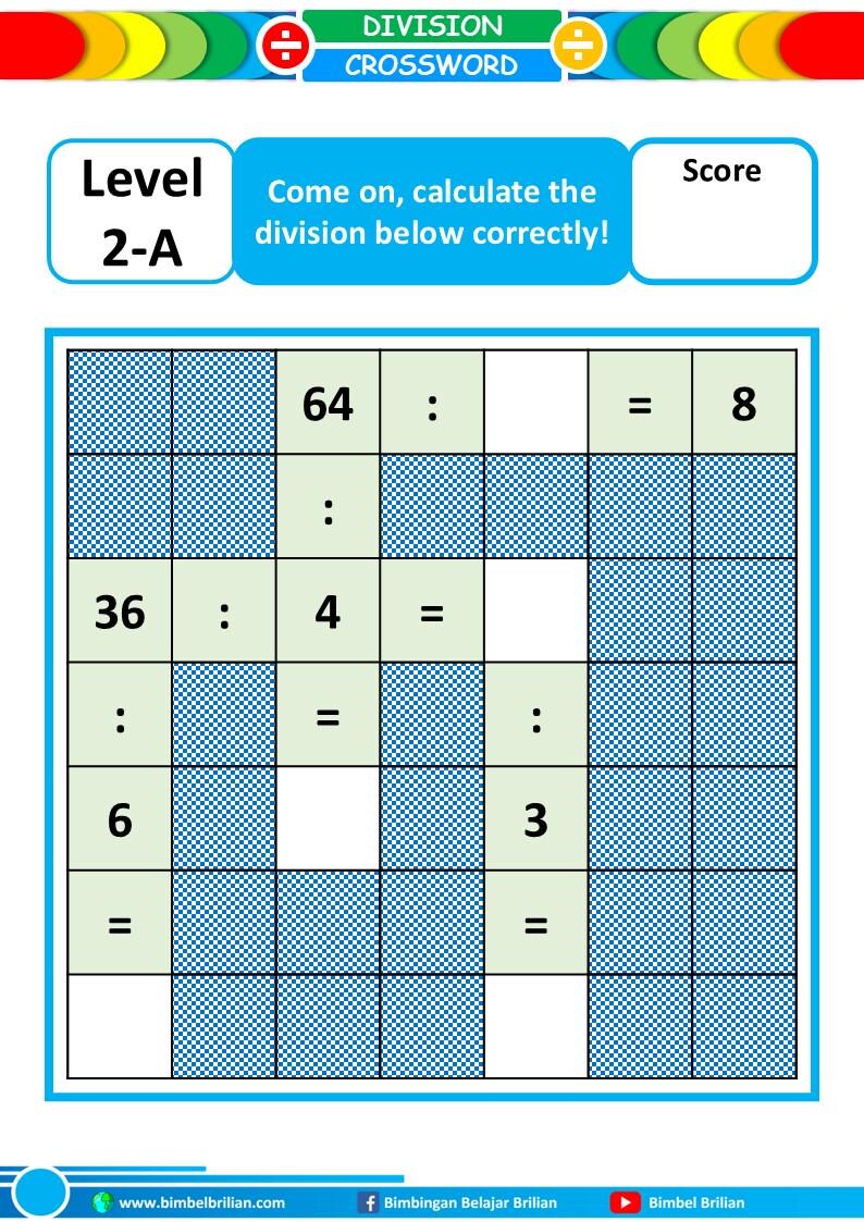 Division Crossword Puzzle Worksheet Level 1 to 5 - Etsy