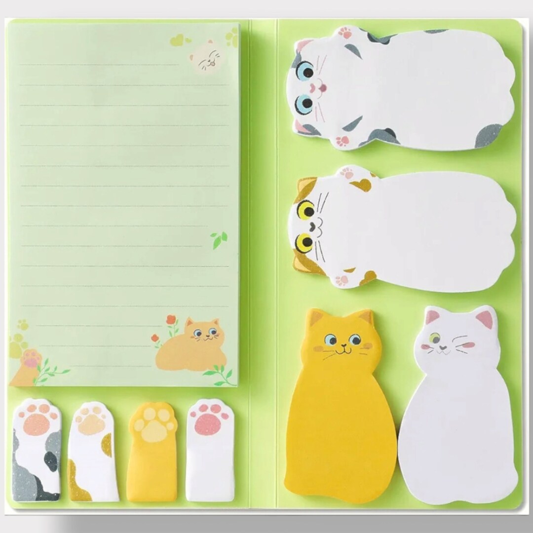 Cute Cat Sticky Notes Set Animal Divider Tabs Bundle, Memo Pads for Cat ...