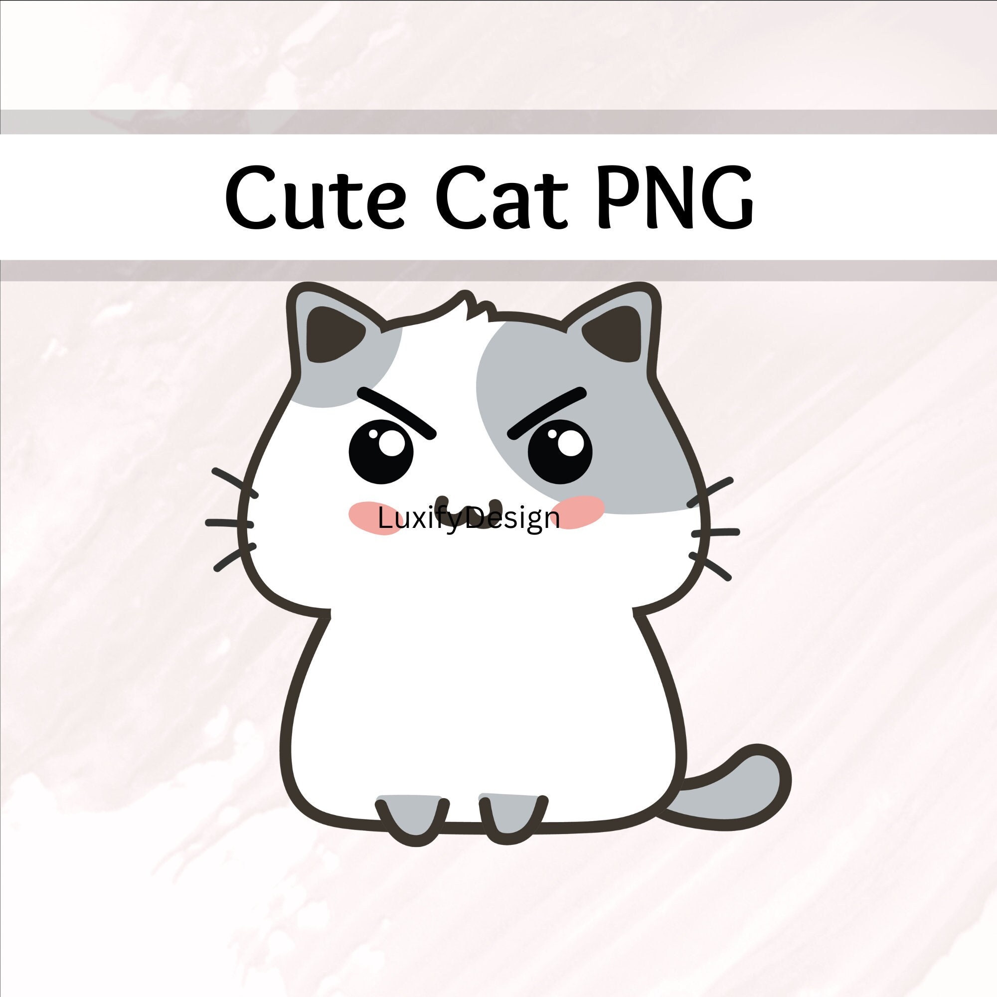 Cute White Cat Sticker White Cat Png Adorable Cat Sticker Etsy