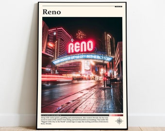 Reno Travel Poster, Nevada Wall Art, Nevada Print, Reno Poster, Nevada ...