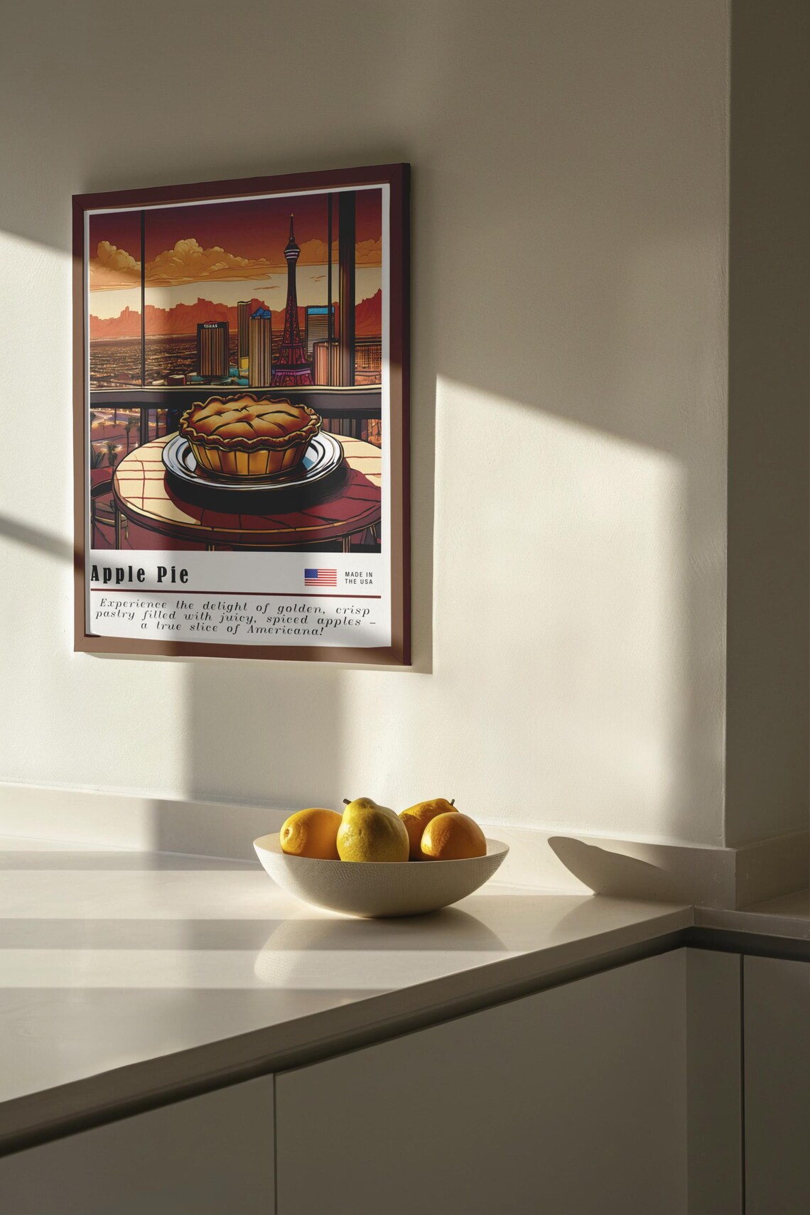 Apple Pie Poster / USA Las Vegas Travel Print / American Food Art ...