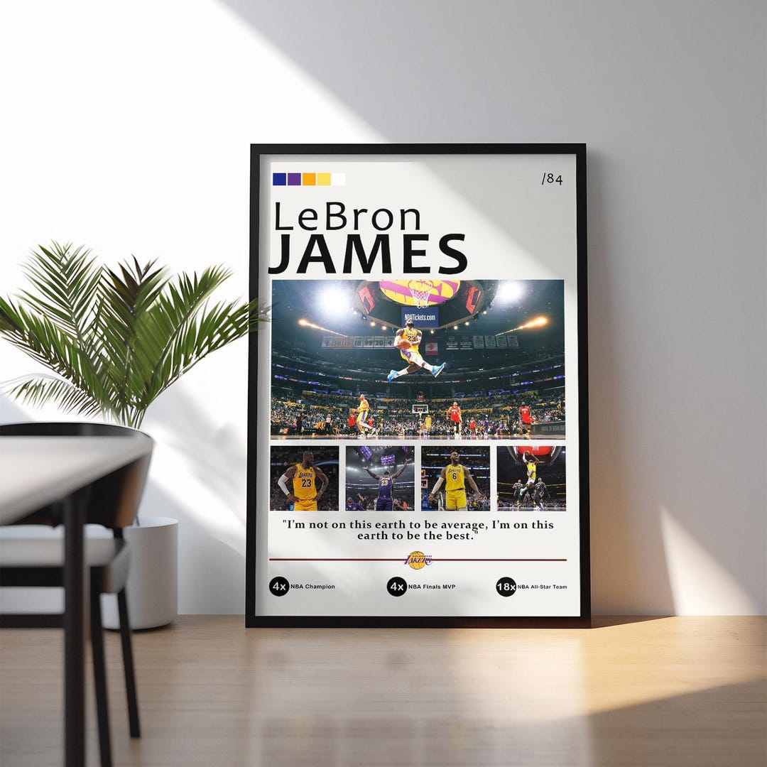 Lebron James Poster / Lebron James Wall Art Print / Basketball Decor ...