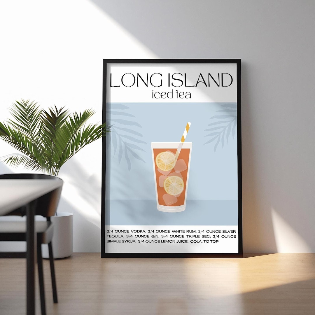 Long Island Iced Tea Poster / Long Island Iced Tea Cocktail / Bar Cart ...