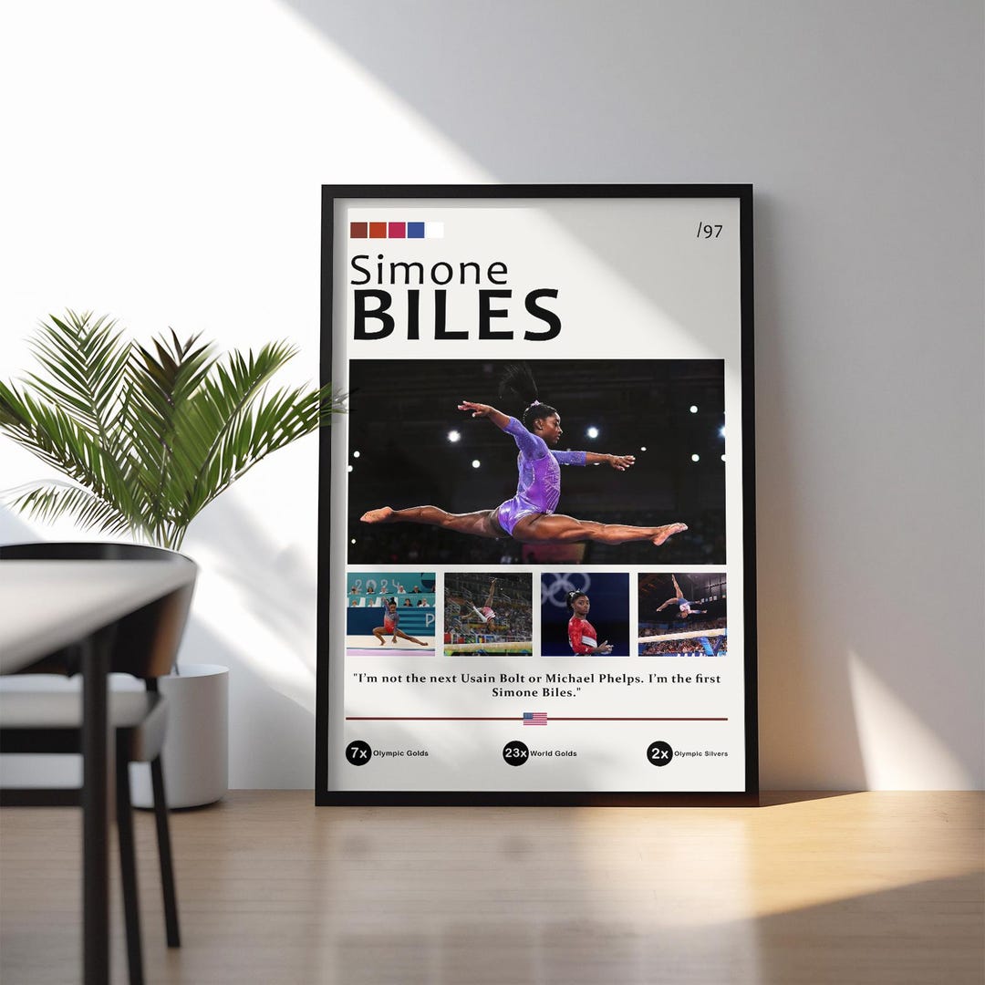 Simone Biles Poster Wall Art / Gymnastics Decor / Athletic Inspiration ...