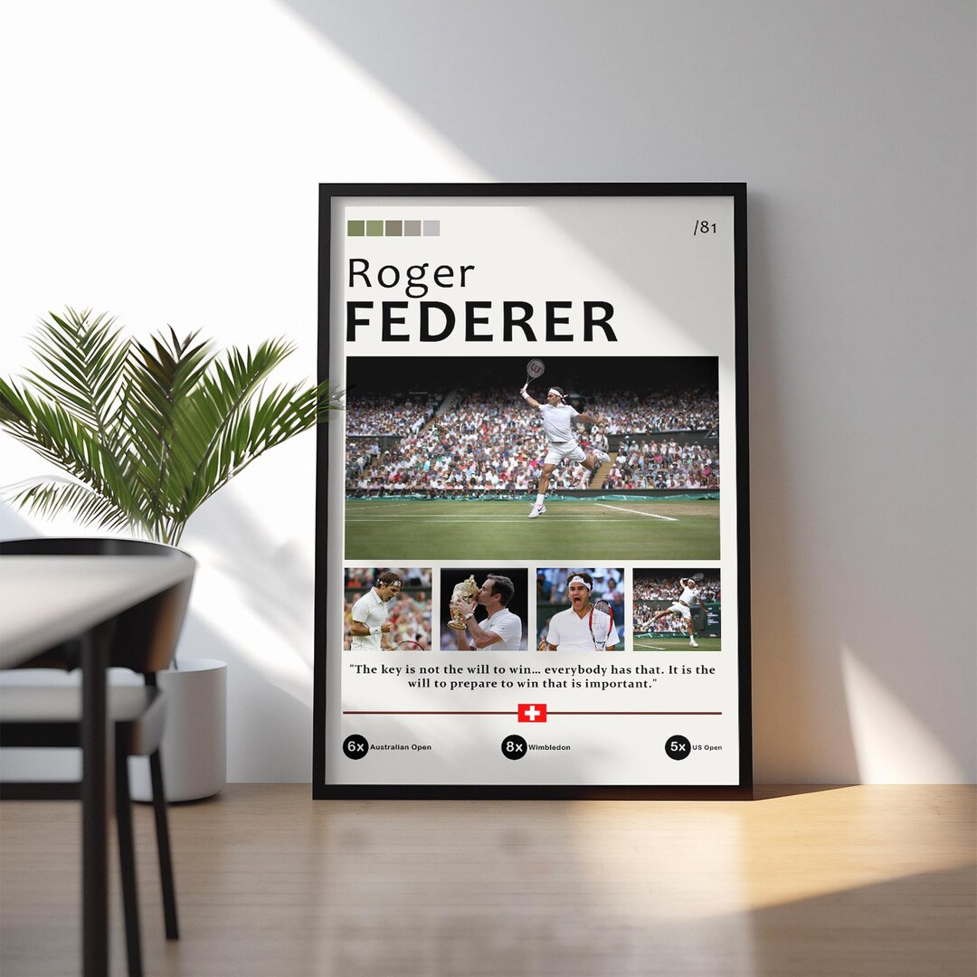 Roger Federer Poster / Tennis Print / Federer Print Decor / Tennis ...