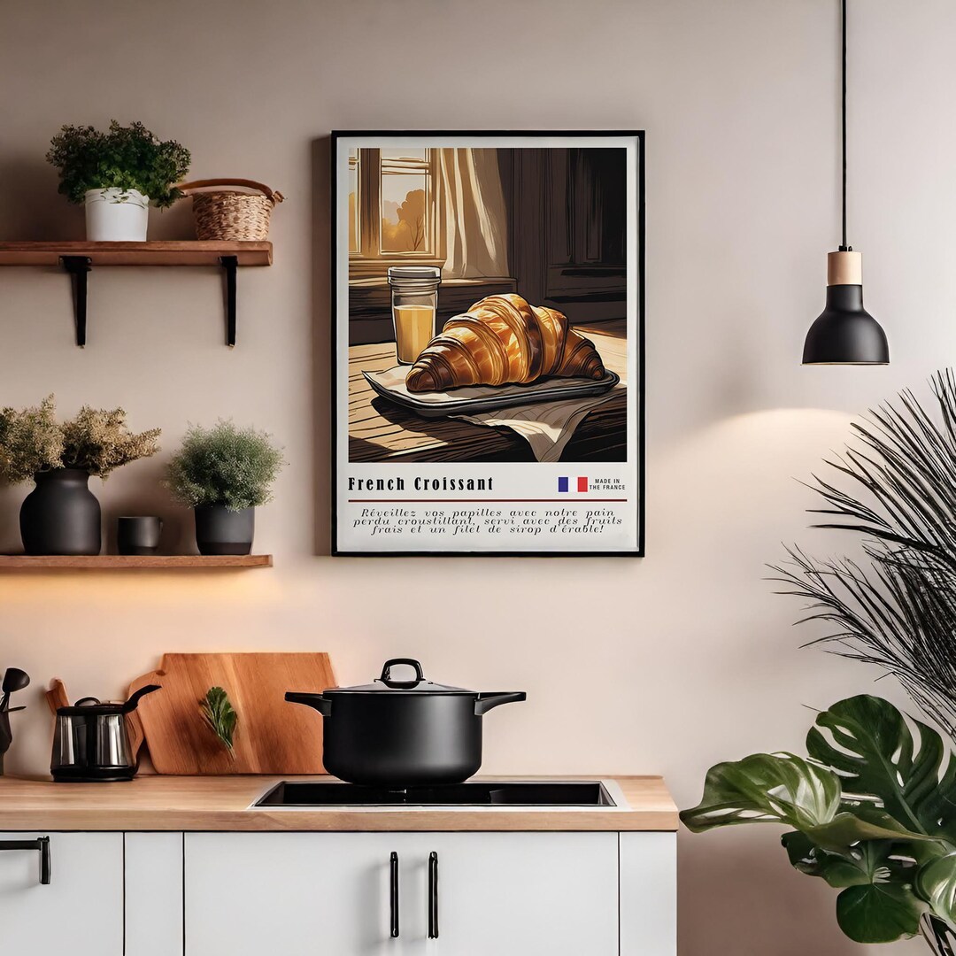 French Croissant Poster / France Travel Print / French Breakfast / Food ...