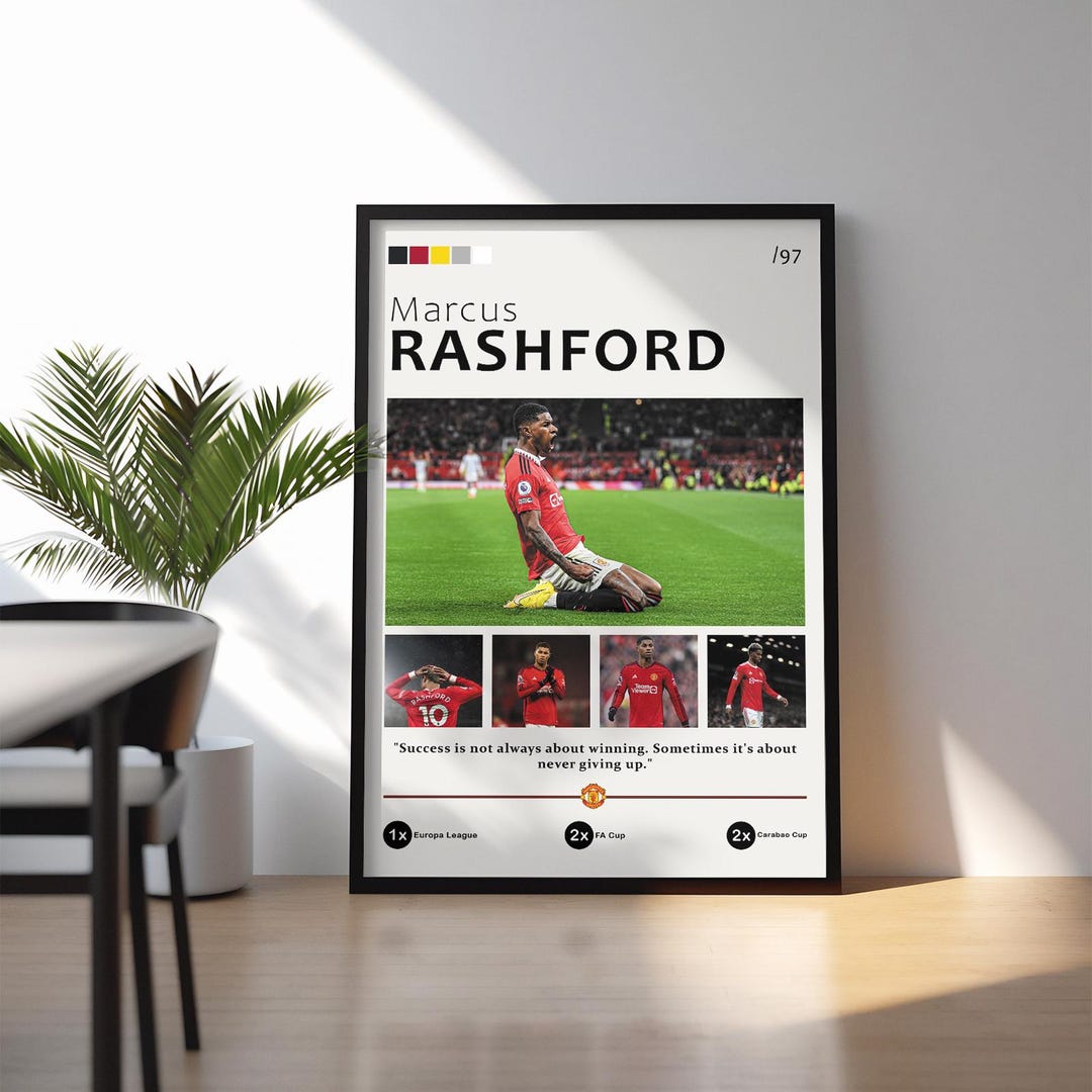 Marcus Rashford Poster Art Print / Rashford Soccer Wall Decor ...