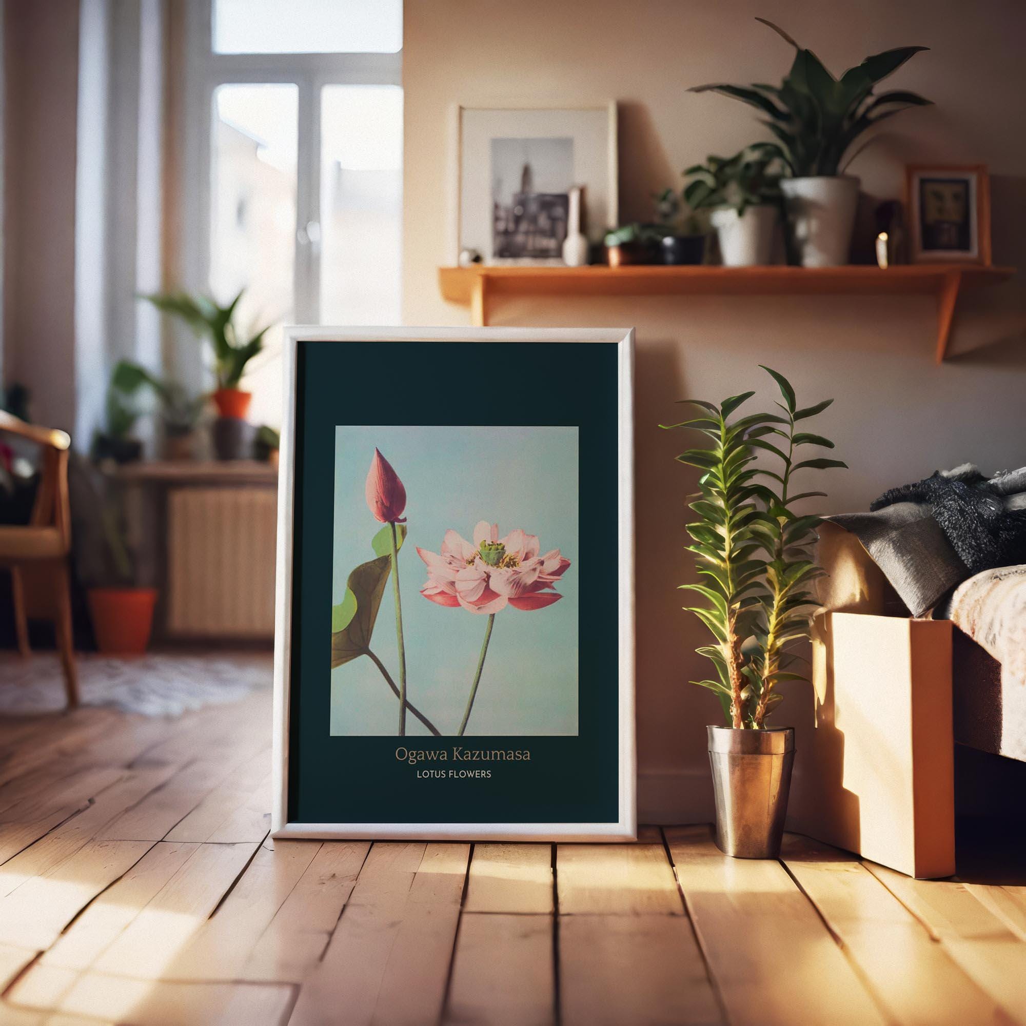 Japanese Ogawa Kazumasa Lotus Flowers Poster / Japanese Flowers Print ...