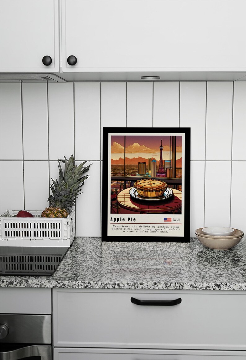 Apple Pie Poster / USA Las Vegas Travel Print / American Food Art ...