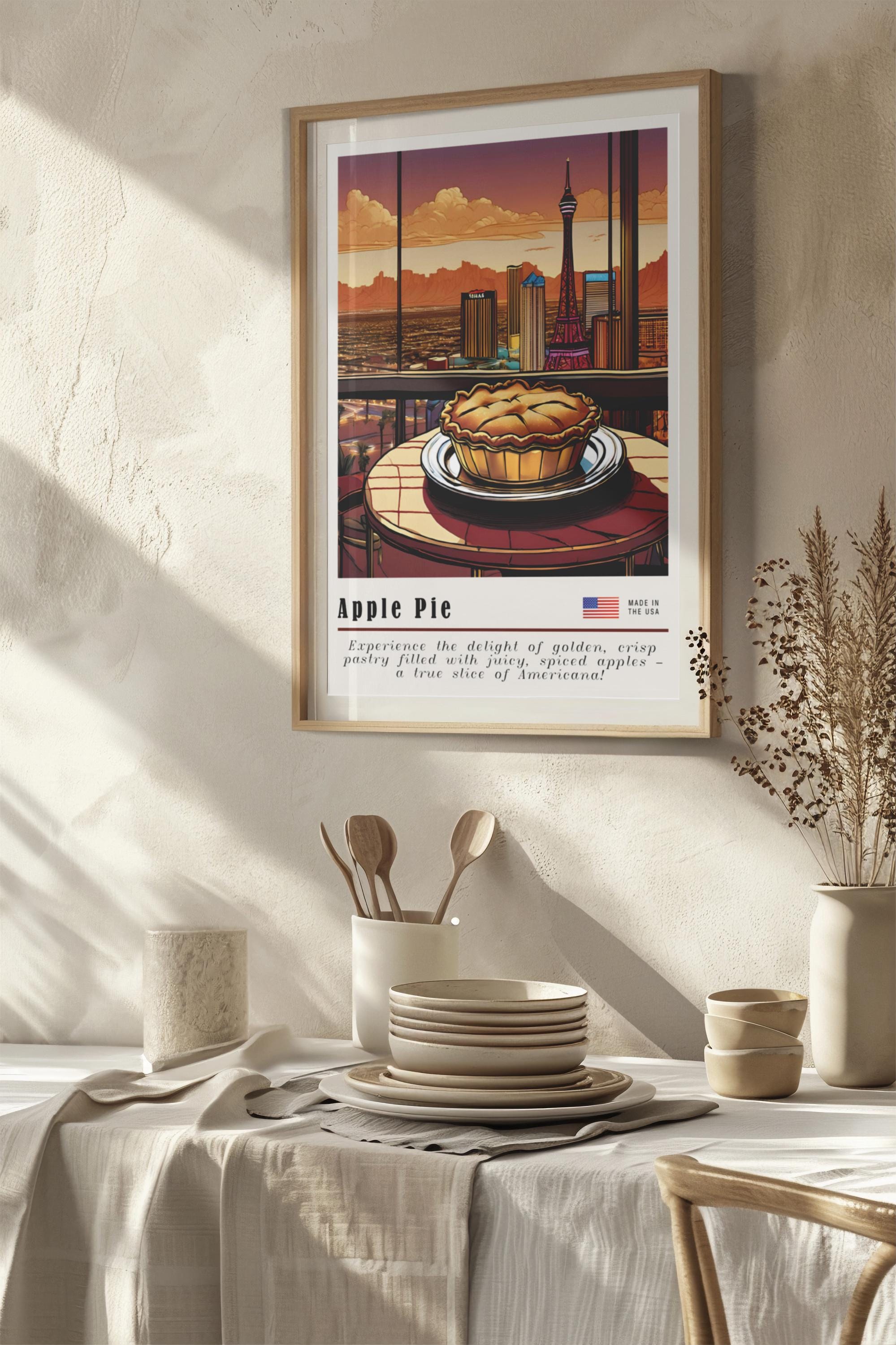 Apple Pie Poster / USA Las Vegas Travel Print / American Food Art ...