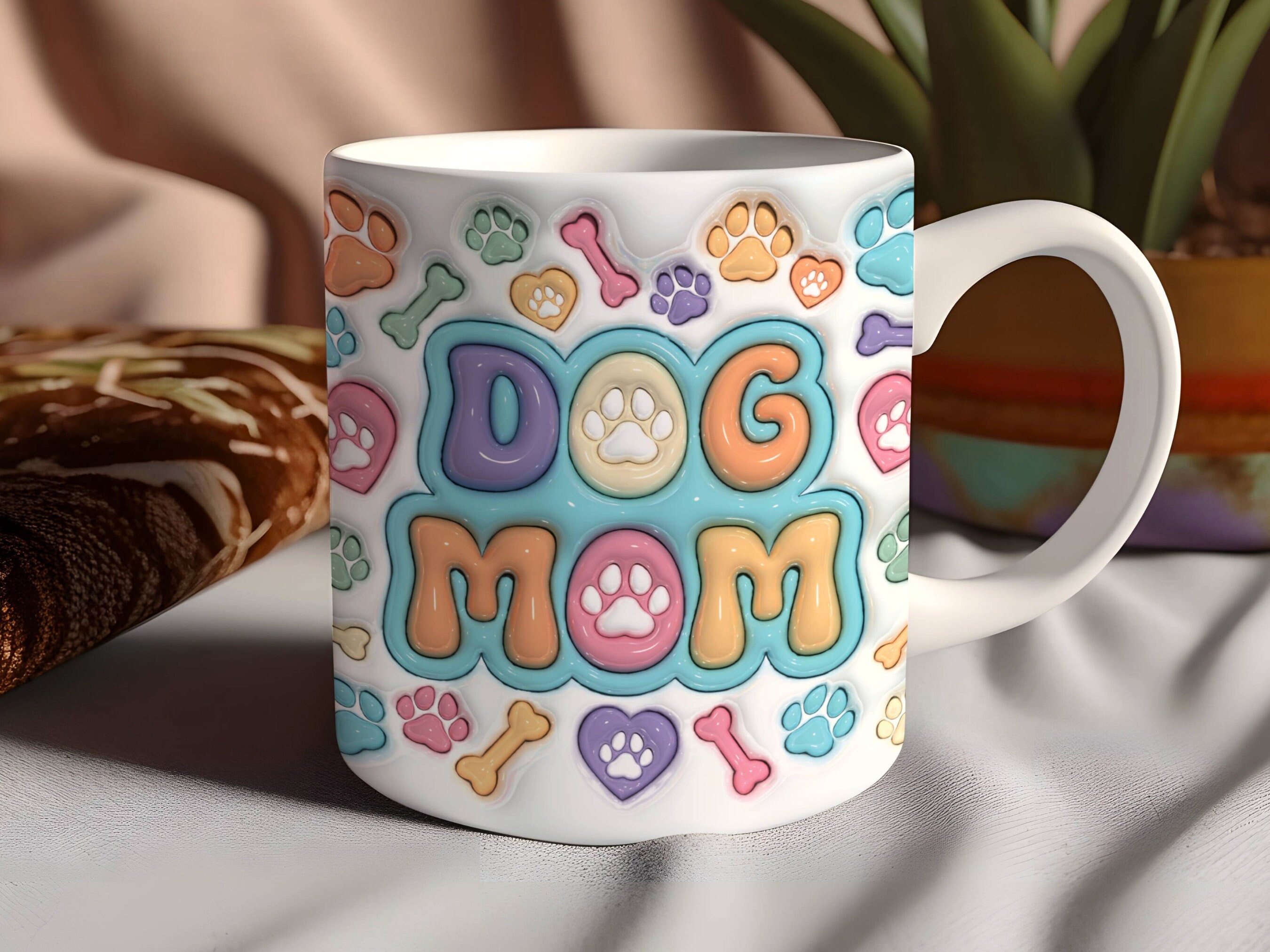3D Dog Mom Inflated Mug Wrap Png Design, Sublimation 11 Oz and 15 Oz ...