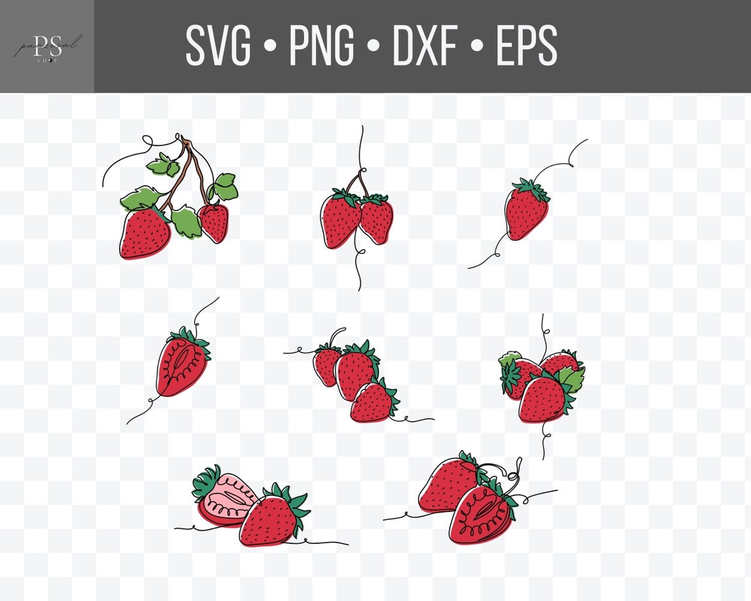 Strawberry SVG Fruit SVG CRICUT Strawberry Svg Bundle Line - Etsy