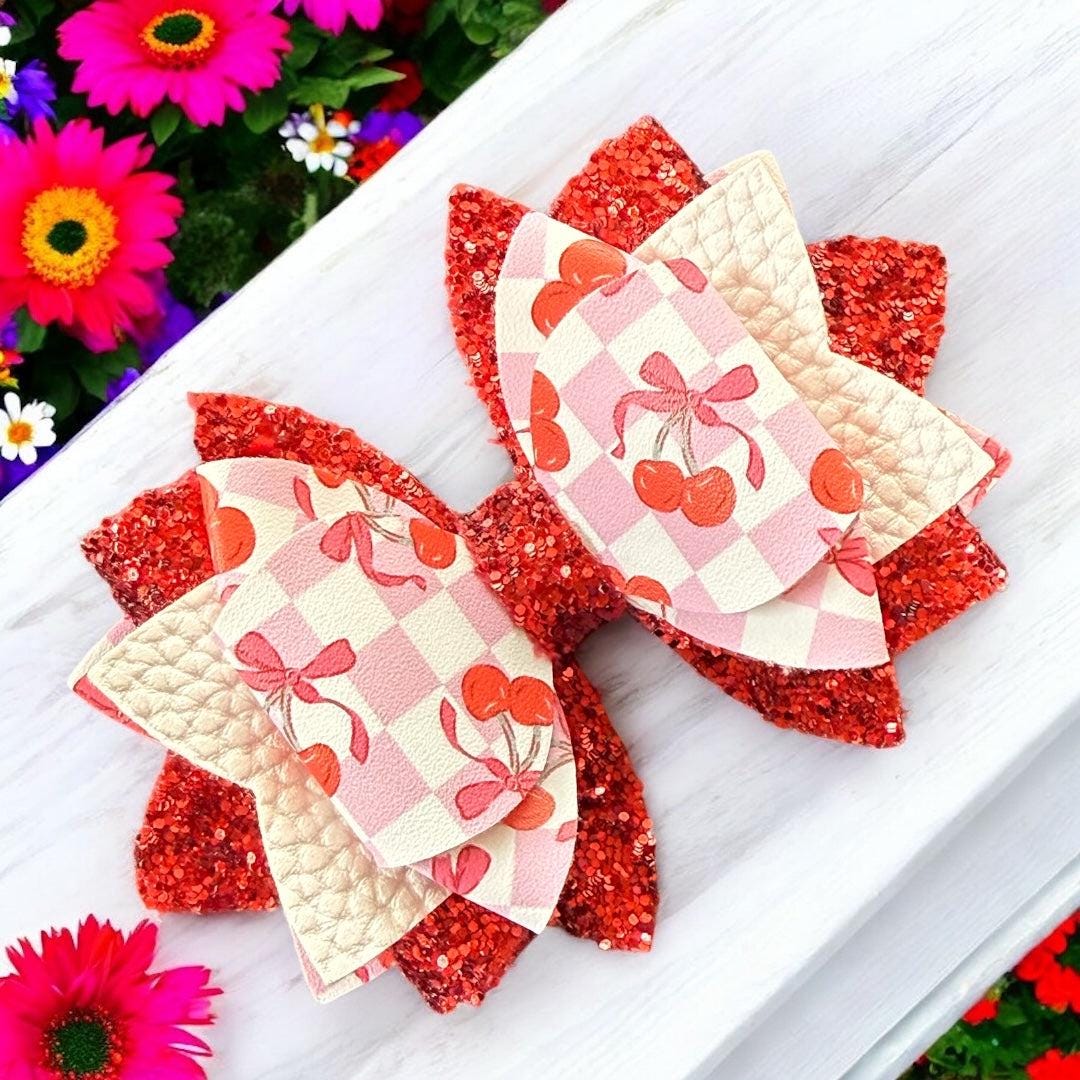 Peach Cherry Checker Bows - Etsy
