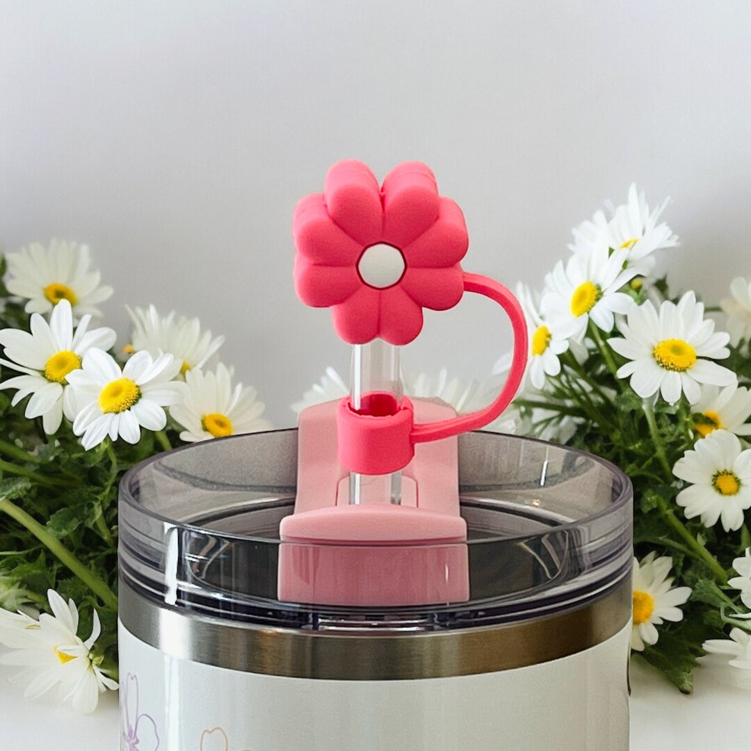 Pink Daisy Straw Topper - Etsy