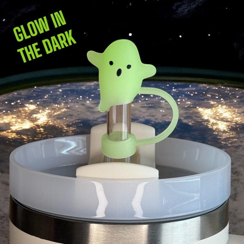 Glow Green Ghost Straw Topper - Etsy