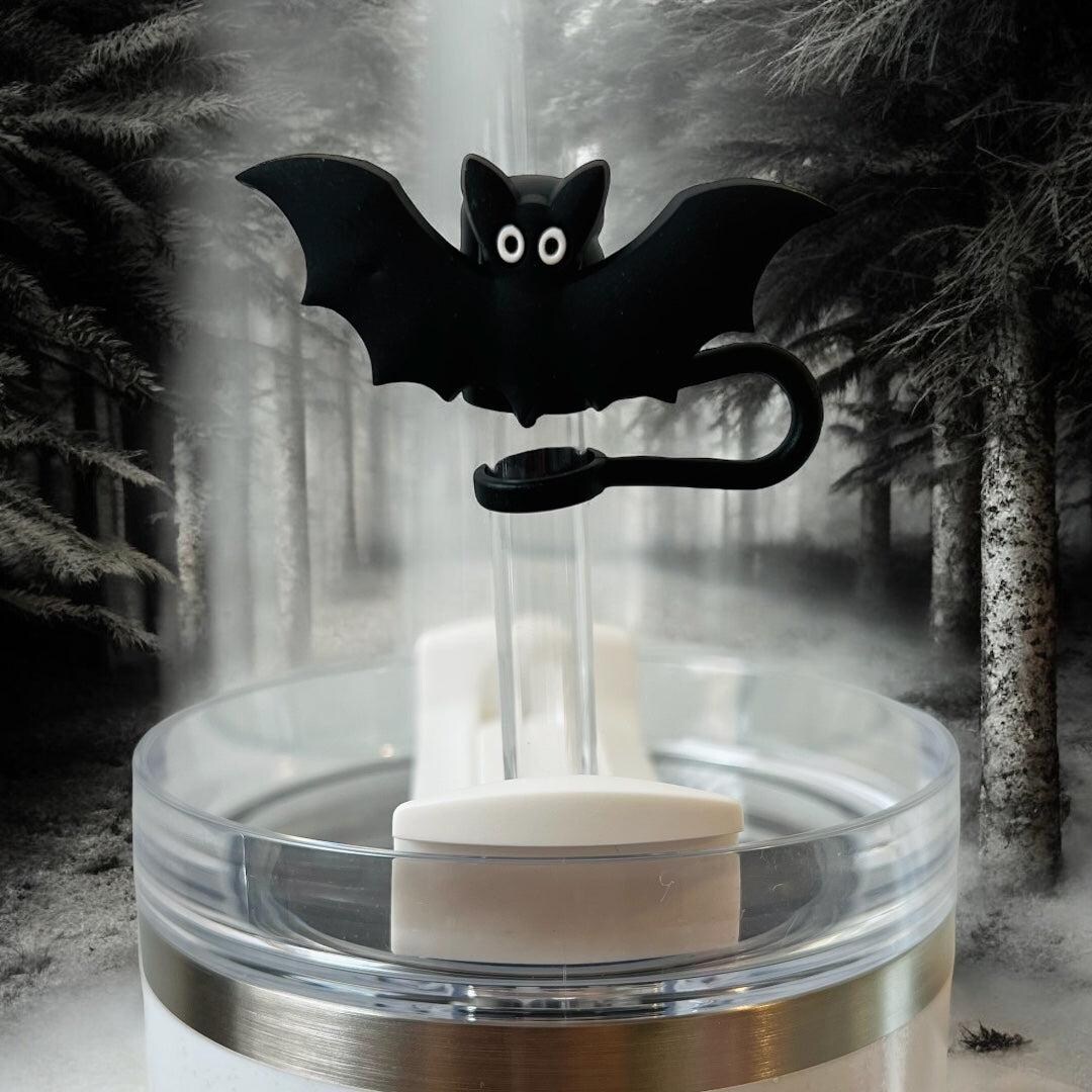 Black Bat Straw Topper - Etsy
