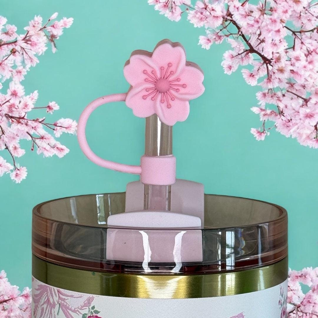 Pink Cherry Blossom Straw Topper - Etsy