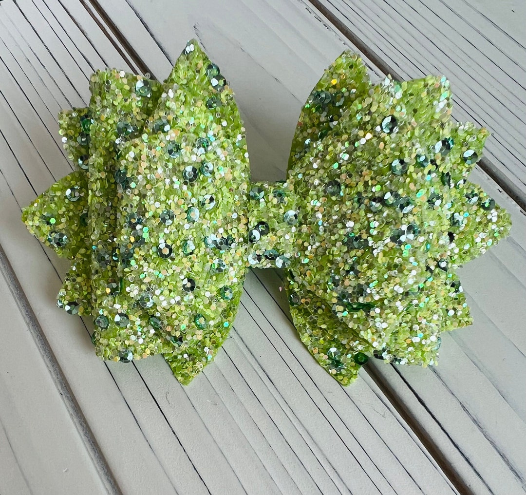 Spring Green Sequin Bow - Etsy